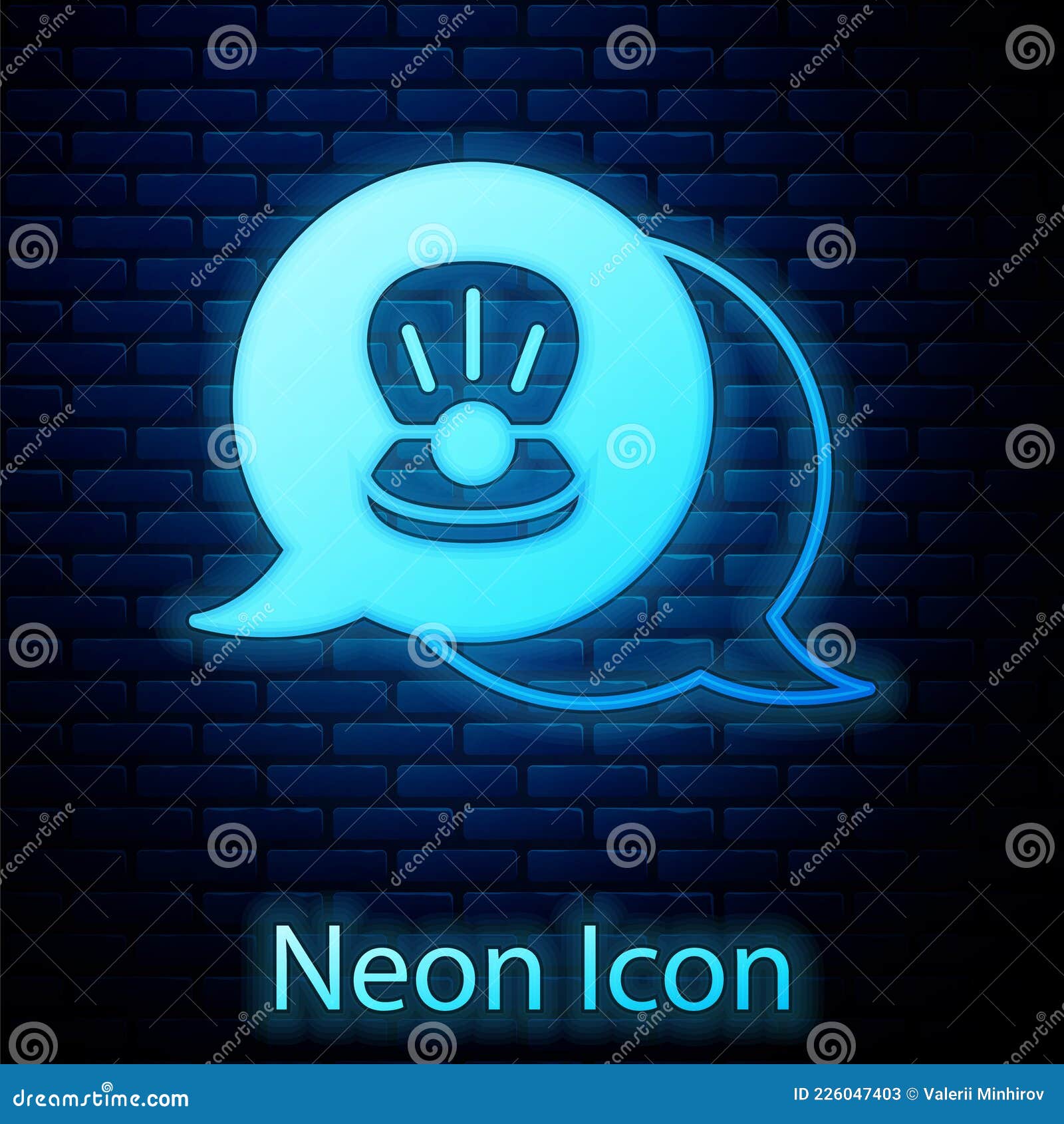 Glowing Neon Scallop Sea Shell Icon Isolated on Brick Wall Background ...