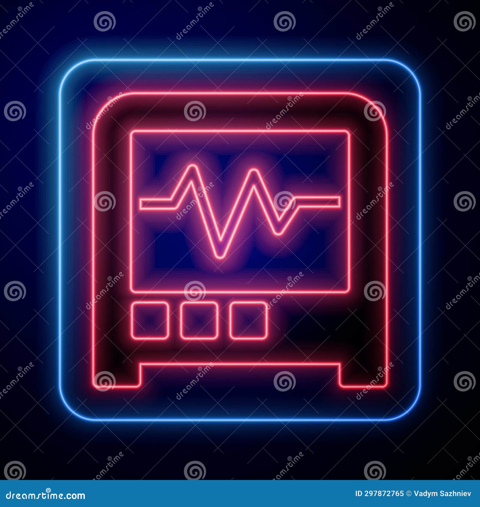 Glowing Neon Seismograph Icon Isolated on Black Background. Earthquake ...