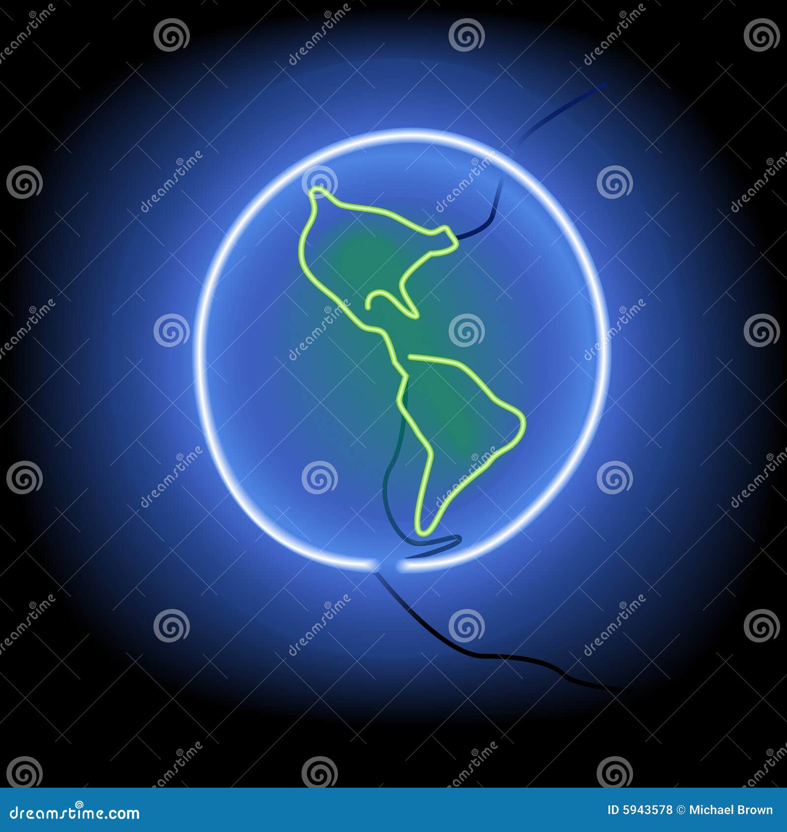 Glowing Neon Sign Earth As Symbol Icon on Black Stock Vector ...