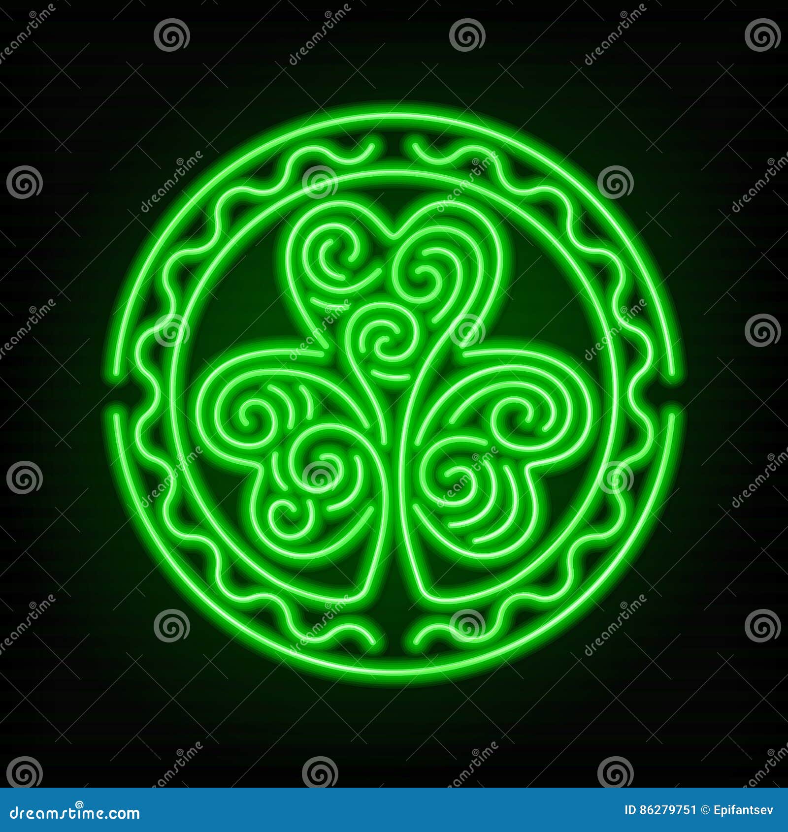 Glowing Neon Sign - Stylized Image of a Shamrock. Stock Vector ...