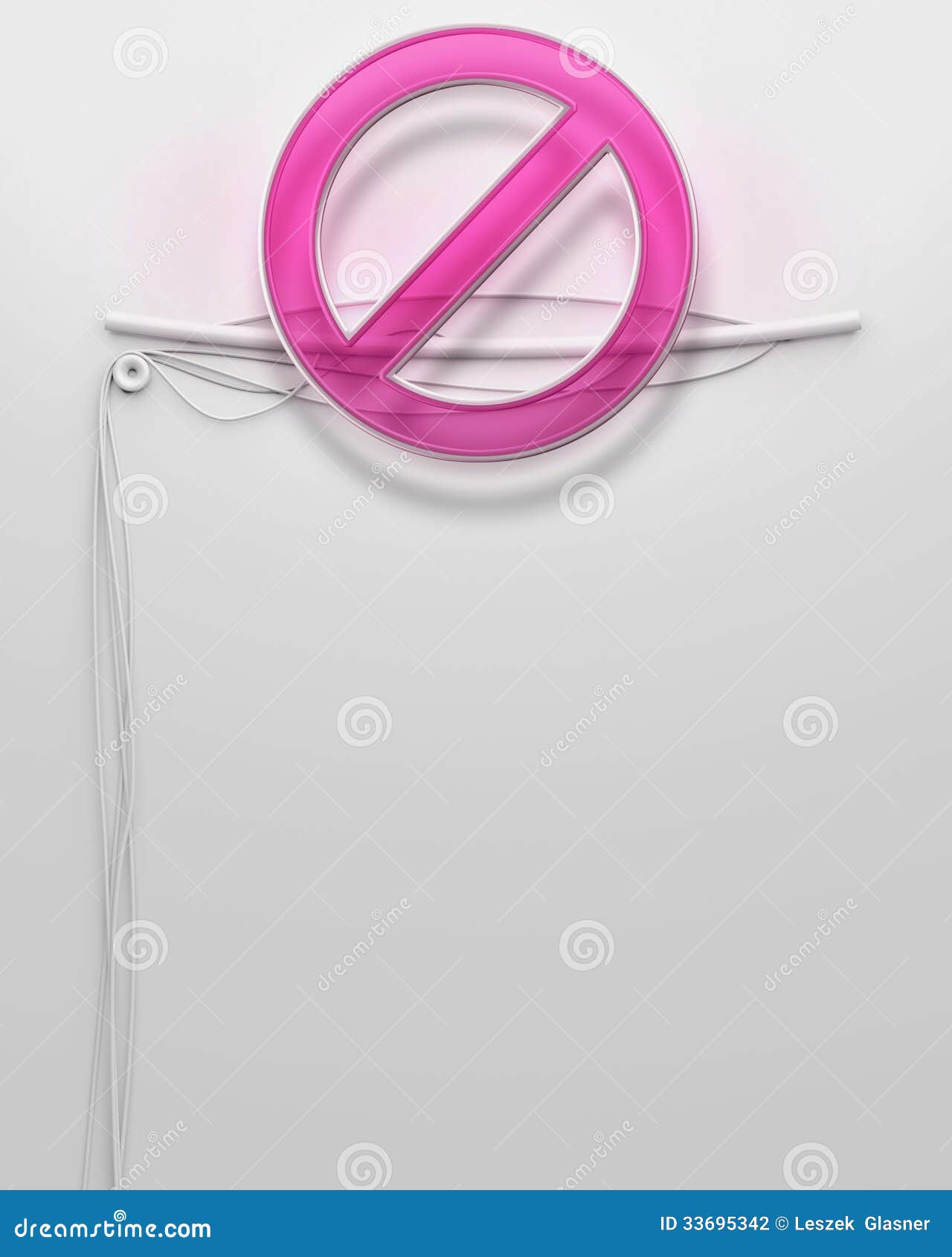 Glowing Neon Signboard with Sign Ban, Copyspace Stock Illustration ...