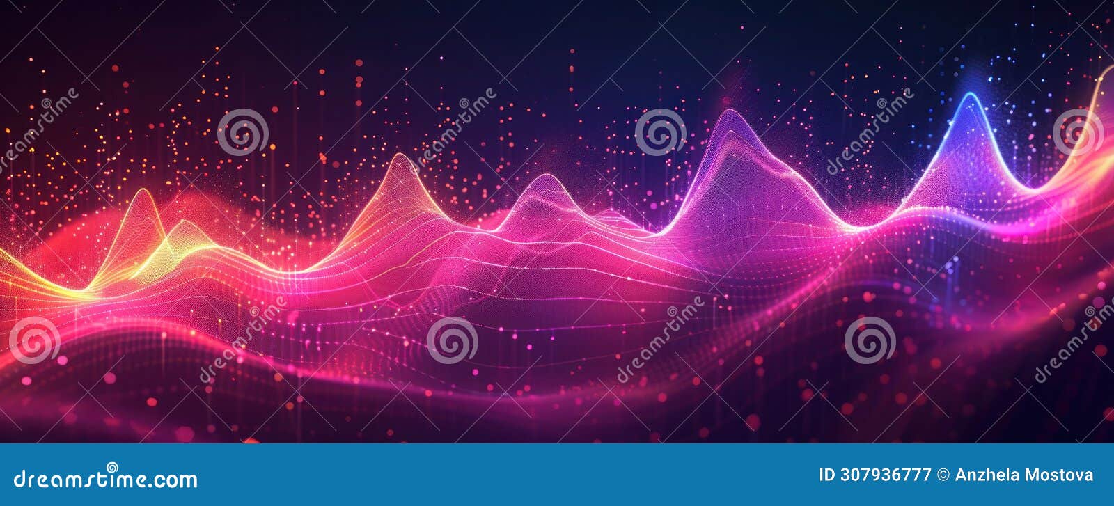 Glowing Neon Sound Wave Wallpaper. Spotted Light Graph Equalizer with ...