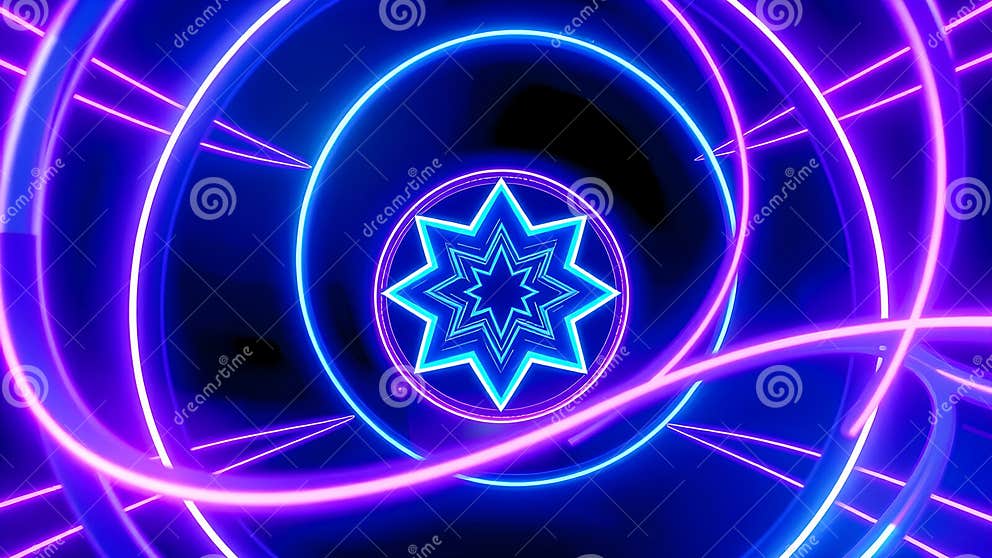 Glowing Neon Star Symbol on a Dark Background. Stock Illustration ...