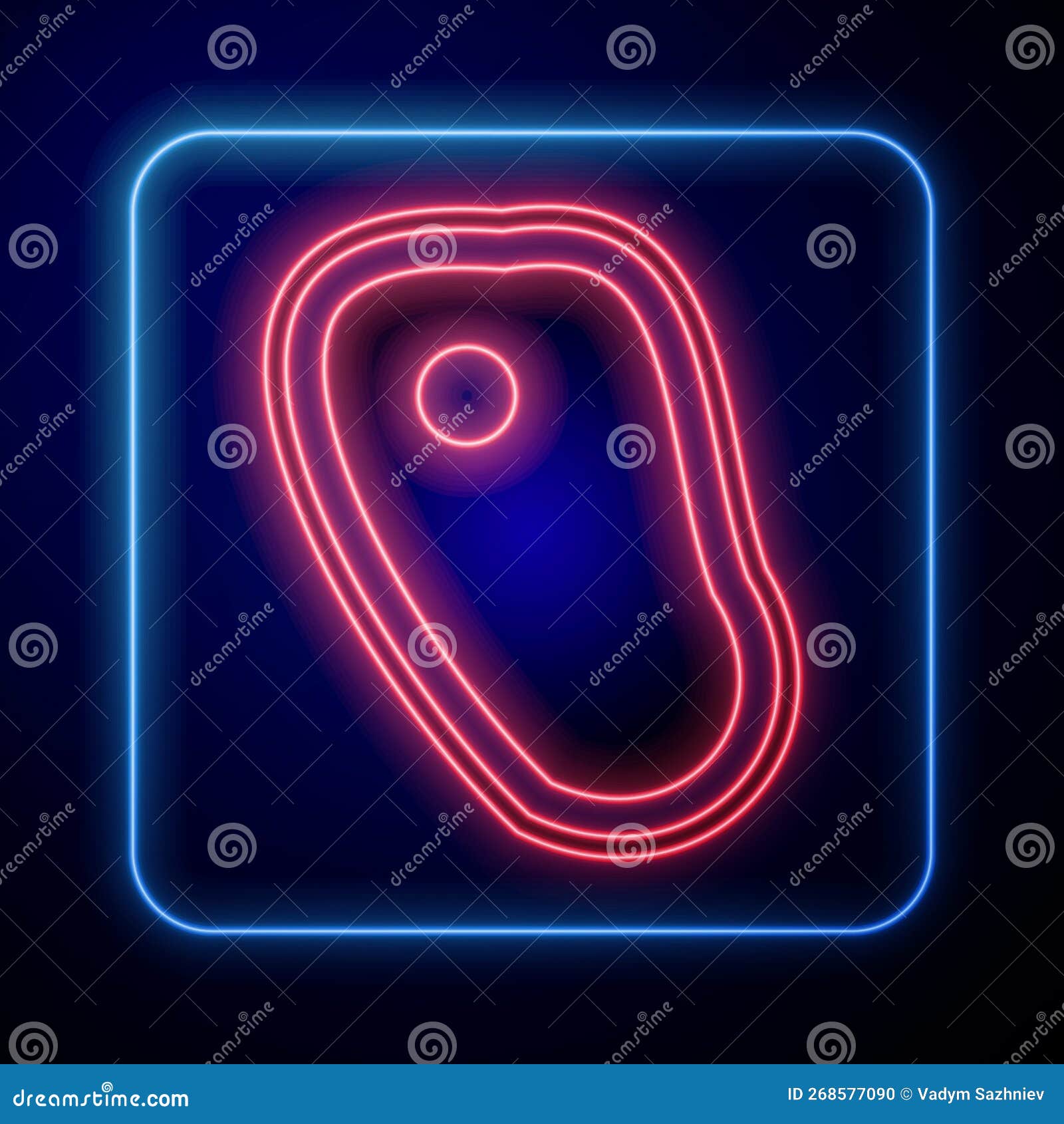 Glowing Neon Steak Meat Icon Isolated on Black Background. Vector Stock ...