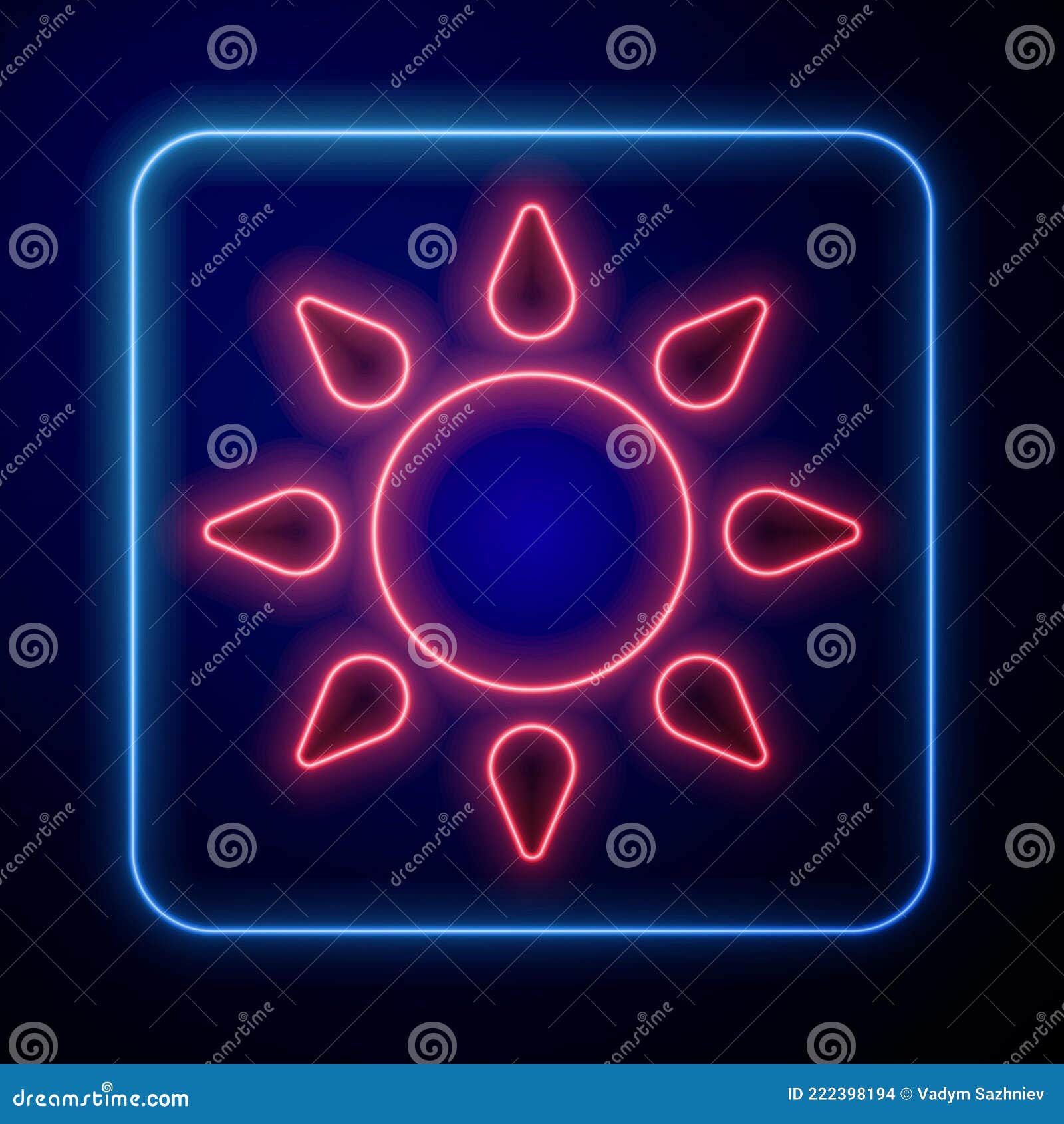 Glowing Neon Sun Icon Isolated on Black Background. Vector Stock Vector ...