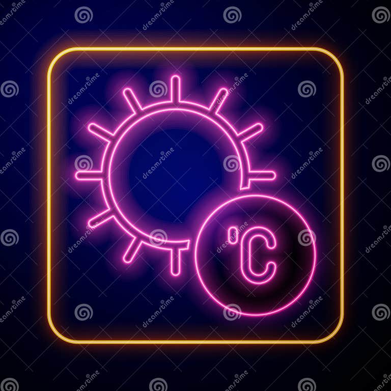 Glowing Neon Sun Icon Isolated on Black Background. Vector Stock Vector ...