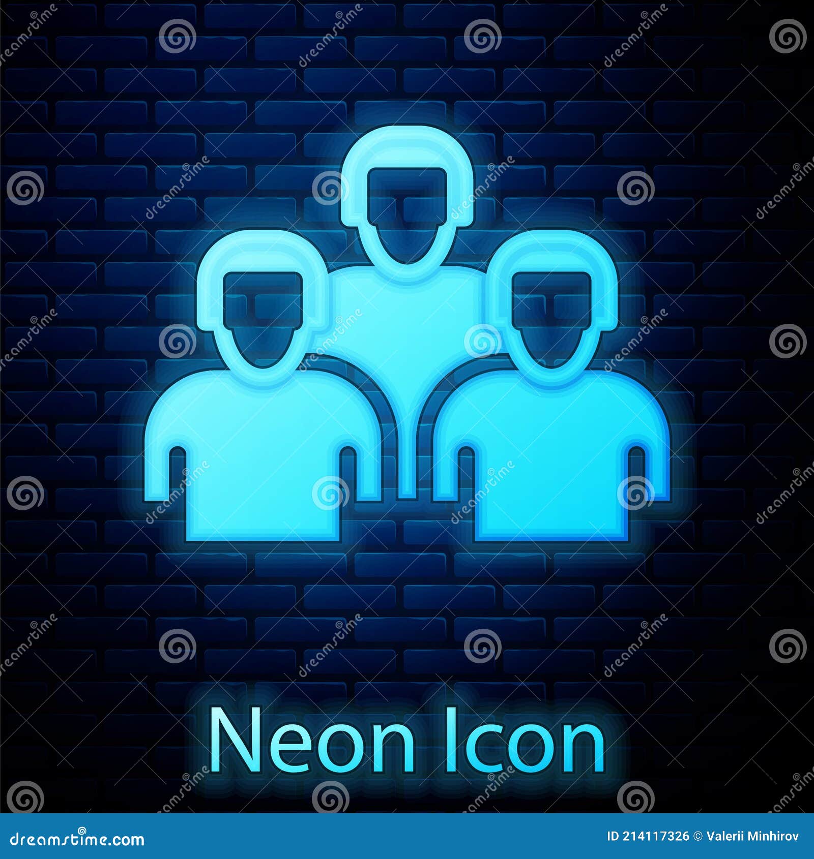 Neon Team Signs Vector Isolated On Brick Wall. Group People, Team ...