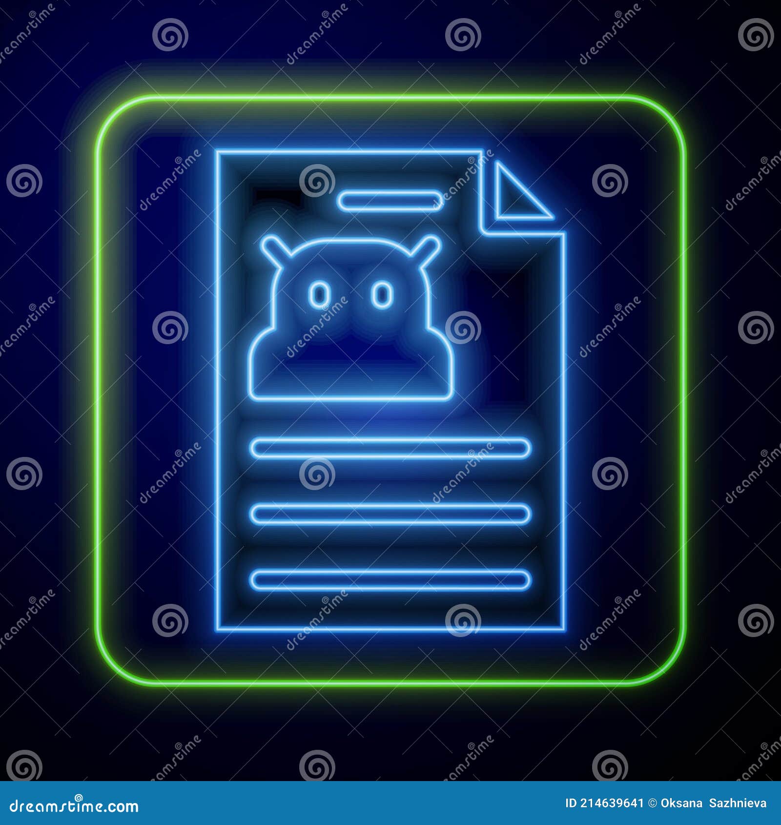 Glowing Neon Technical Specification Icon Isolated on Blue Background ...