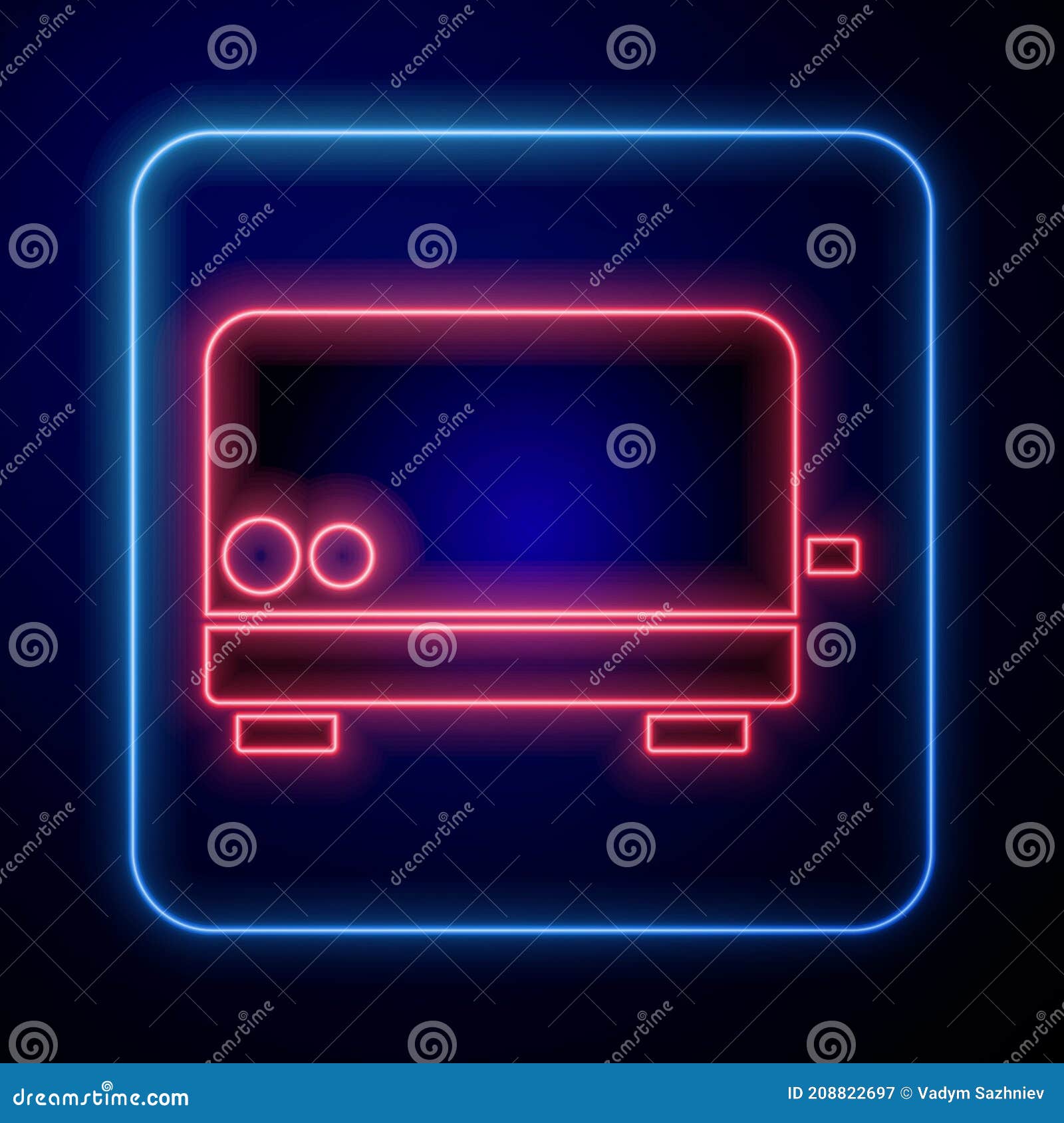 Neon Toaster Icon With Bread Popping Up On Black Background Vector ...
