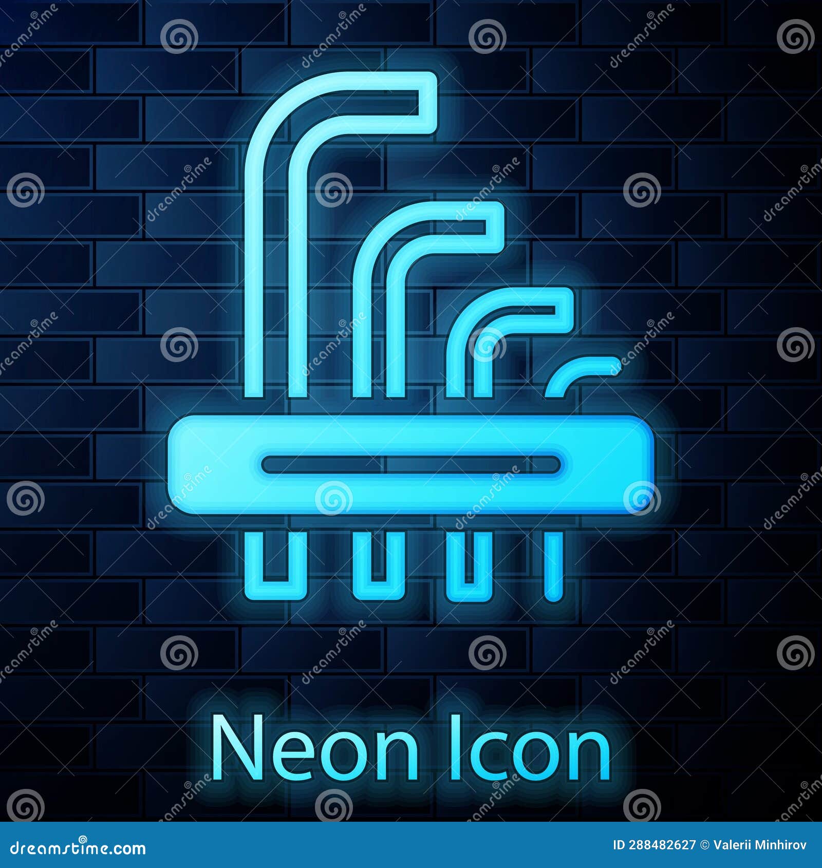 Glowing Neon Tool Allen Keys Icon Isolated on Brick Wall Background ...