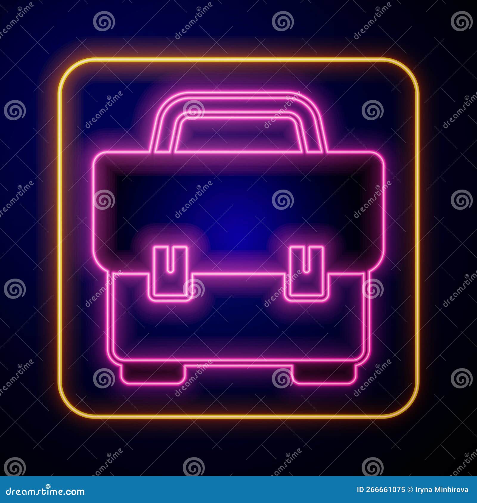 Glowing Neon Toolbox Icon Isolated on Black Background. Tool Box Sign ...