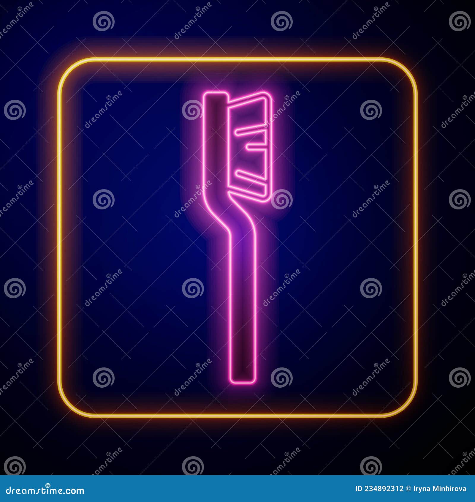 Glowing Neon Toothbrush Icon Isolated on Black Background. Vector Stock ...