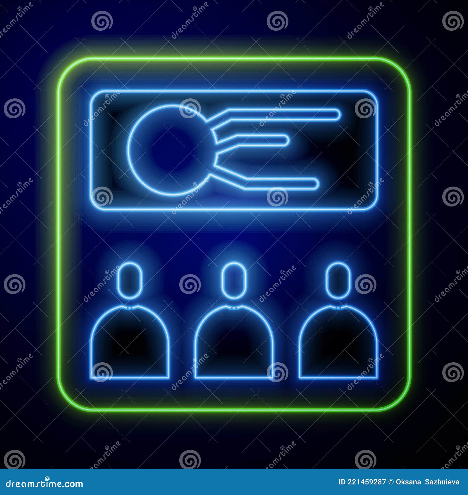 Glowing Neon Training, Presentation Icon Isolated on Blue Background ...