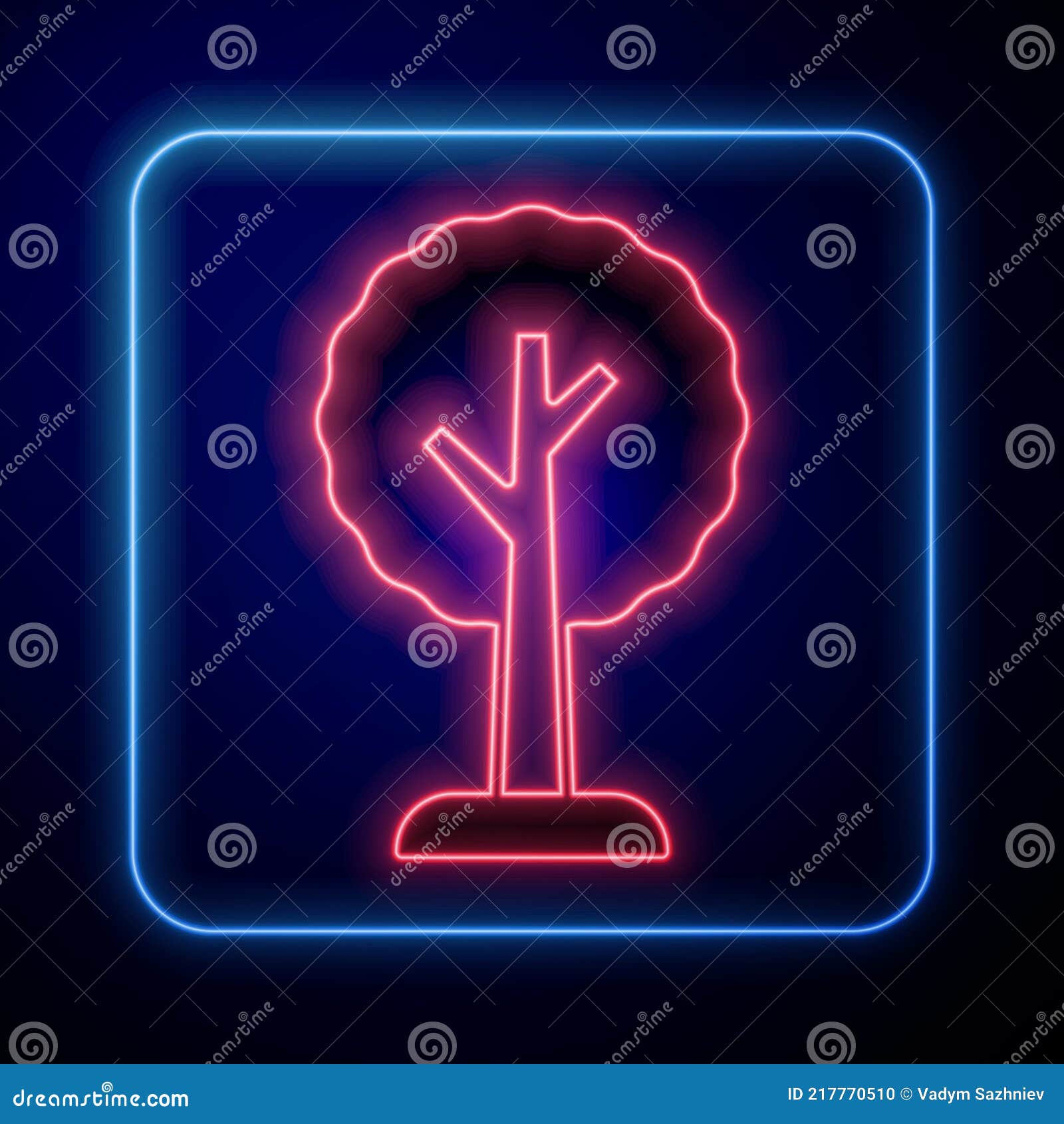 Glowing Neon Tree Icon Isolated on Black Background. Forest Symbol ...