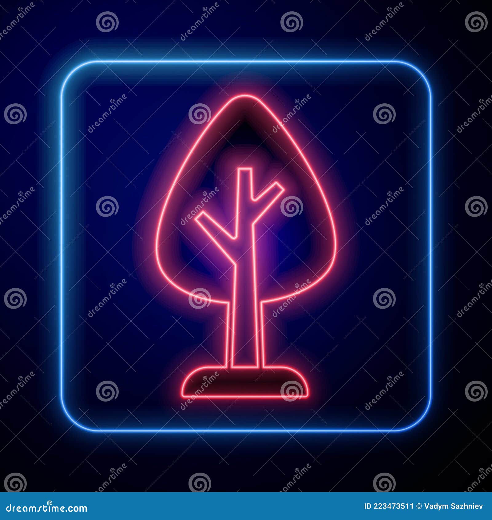 Glowing Neon Tree Icon Isolated on Black Background. Forest Symbol ...