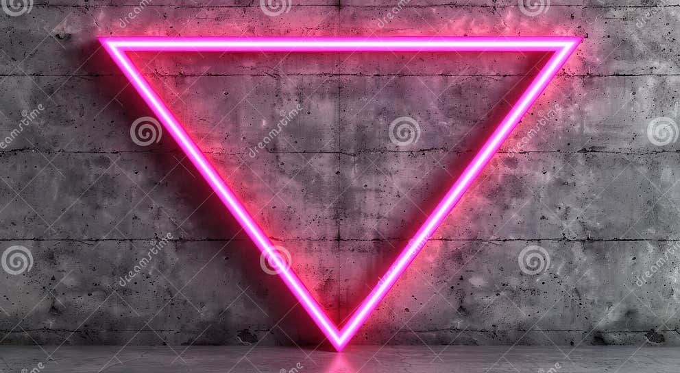 Glowing Neon Triangle on Concrete Wall Stock Illustration ...