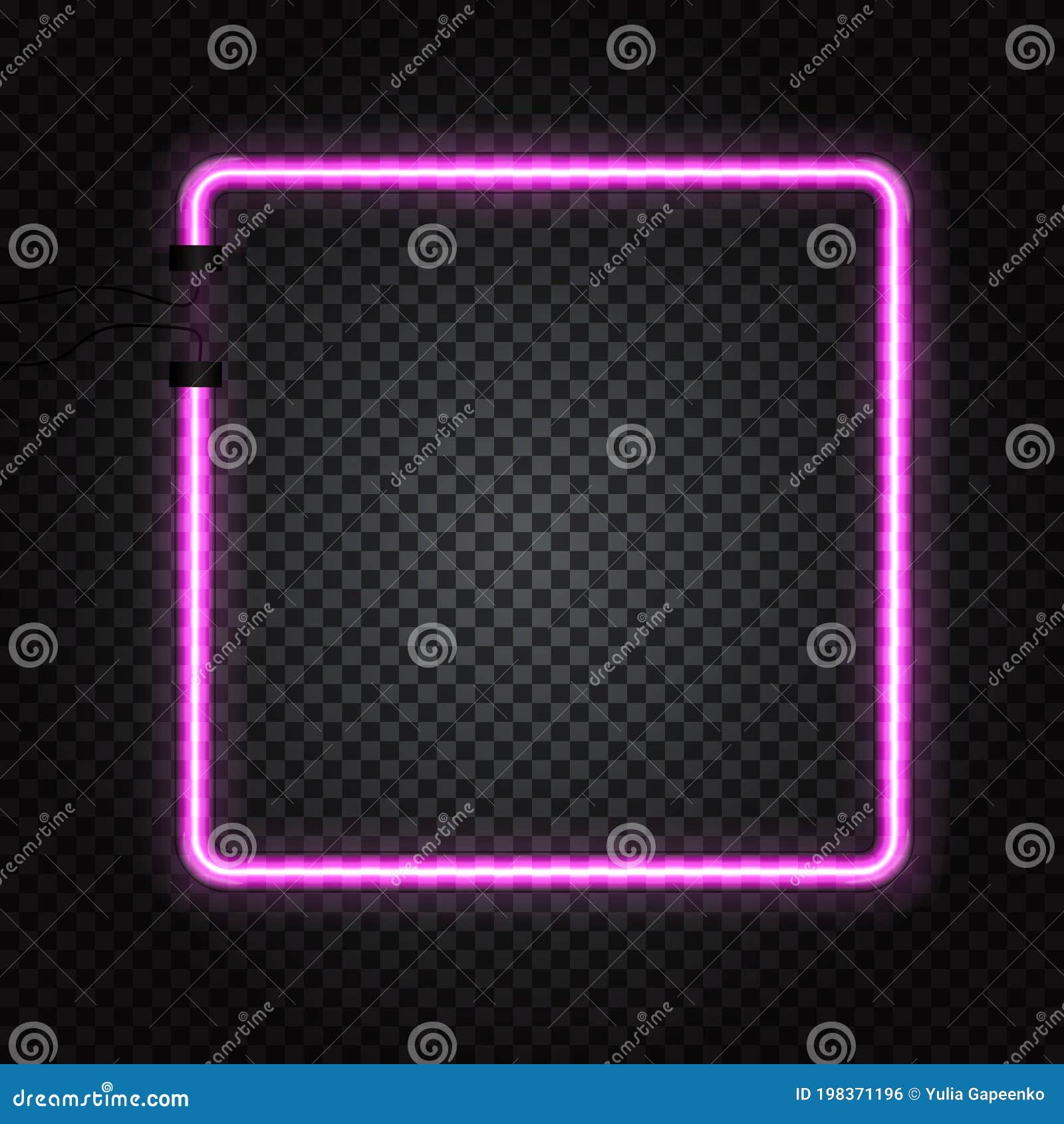 Glowing Neon Tubes Frame on Dark Transparent Background. Vector ...