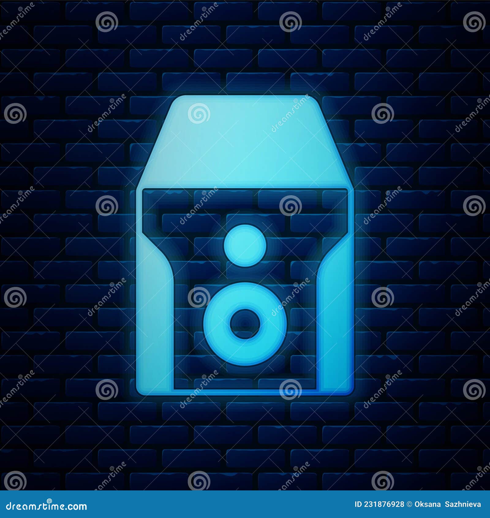Glowing Neon Uninterruptible Power Supply UPS Icon Isolated on Brick ...