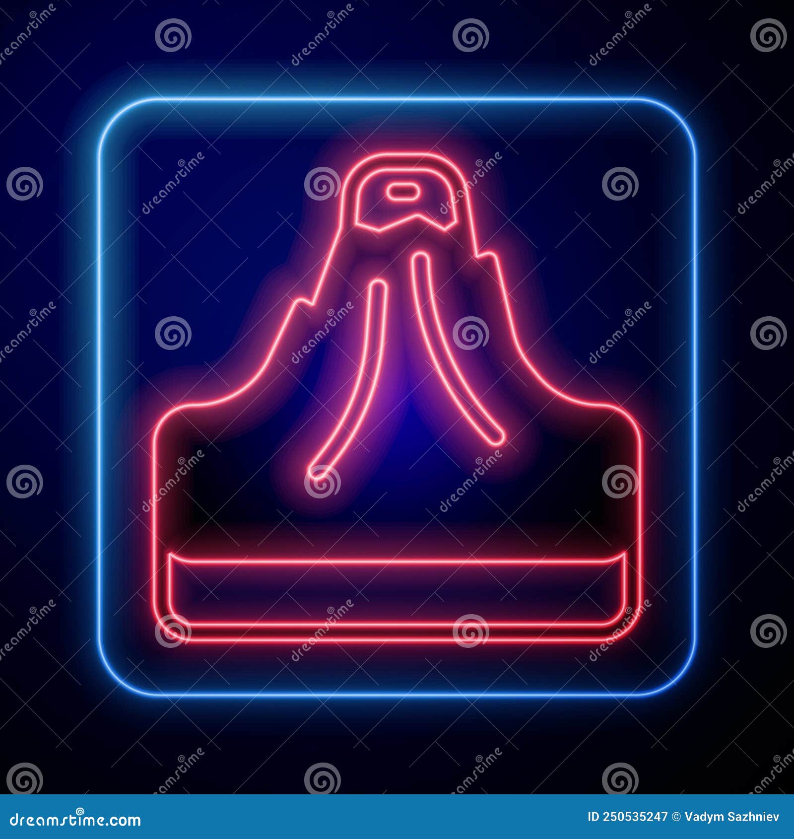 Glowing Neon Volcano Icon Isolated on Black Background. Vector Stock ...