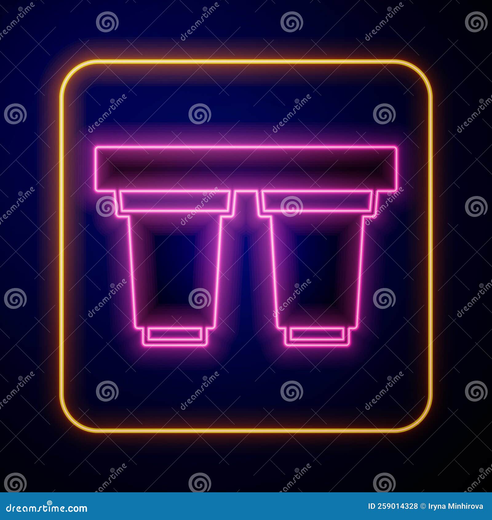 Glowing Neon Water Filter Cartridge Icon Isolated on Black Background ...