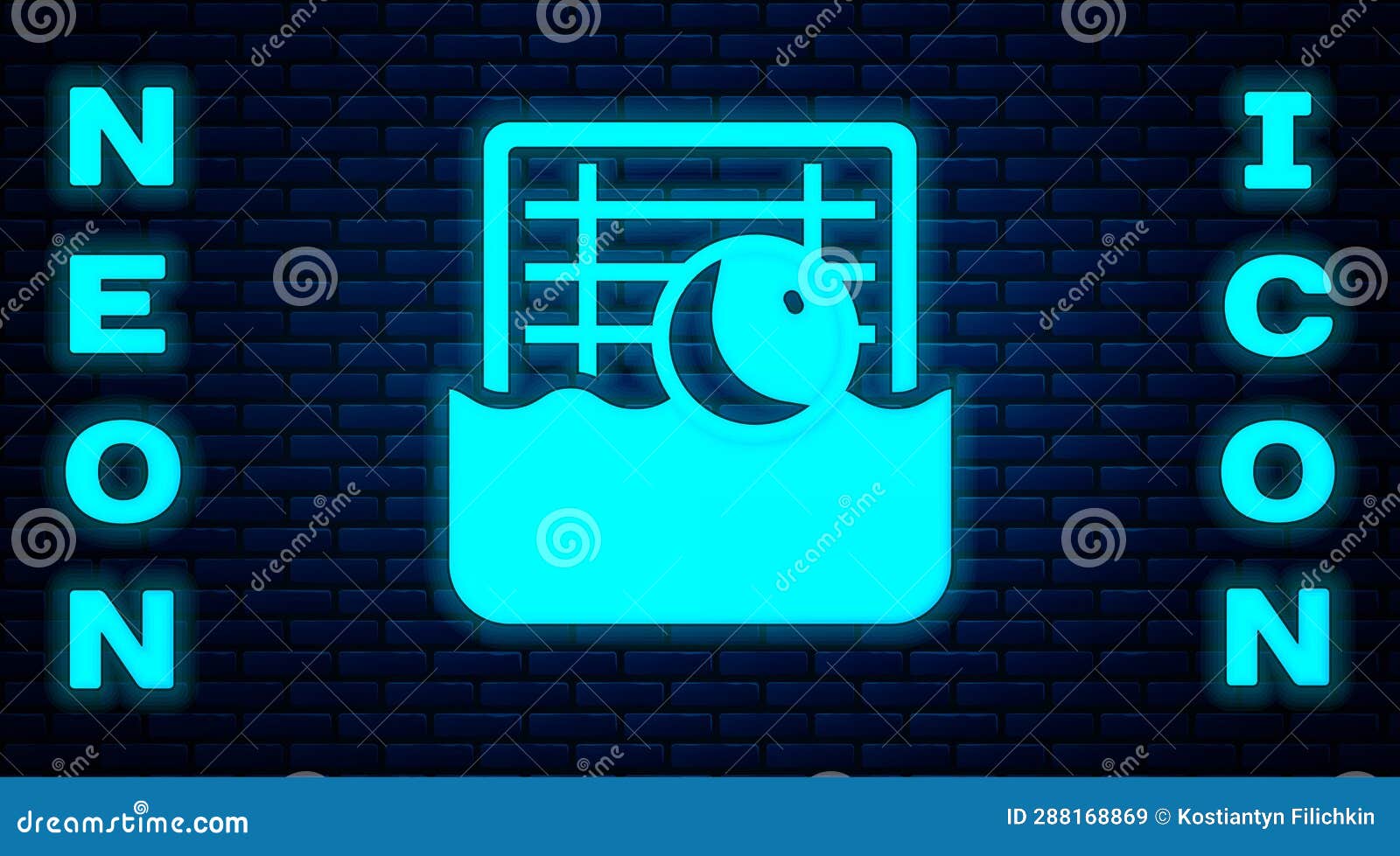 Glowing Neon Water Polo Icon Isolated on Brick Wall Background. Vector ...