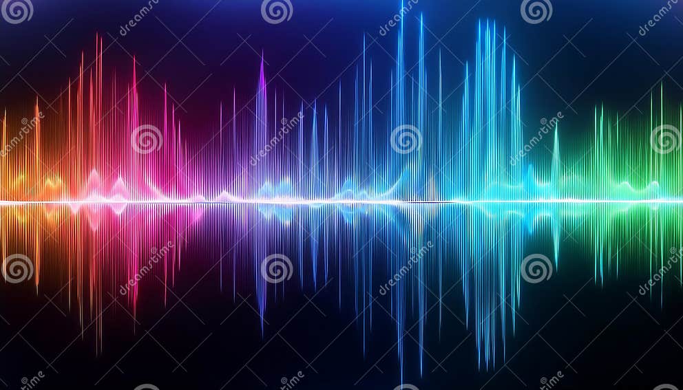 Glowing Neon Waves Pulse in Rhythm Across a Dark Backdrop Creating a ...