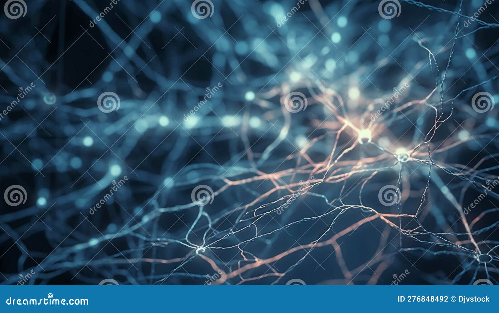 Glowing Nerve Cells Connect in Futuristic Synapse Pattern Generated by ...