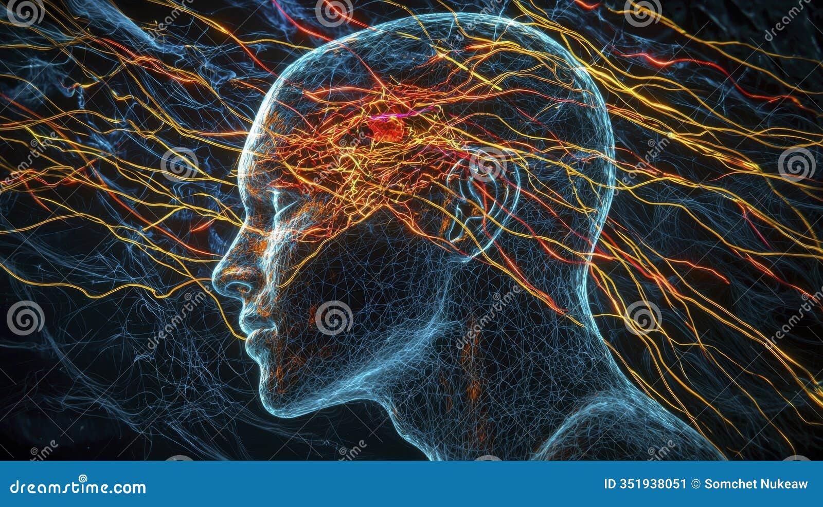 Glowing Nerves Illustrate Neural Pathways Digital Art Abstract ...