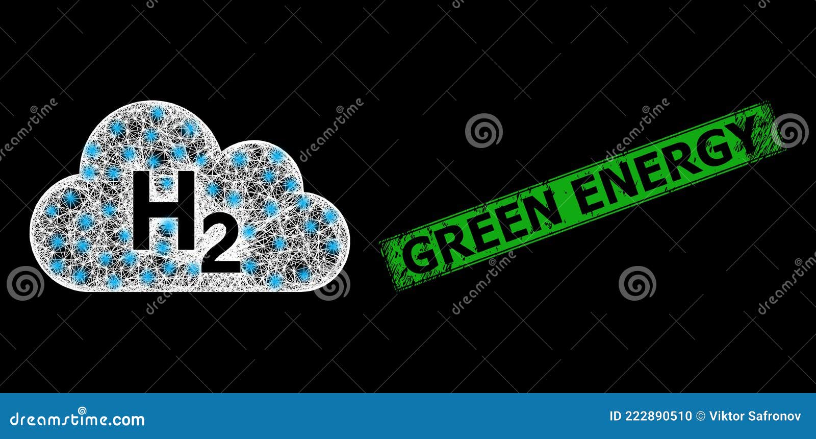 Textured Green Energy Stamp Seal and Net Hydrogen Gas Web Mesh with ...
