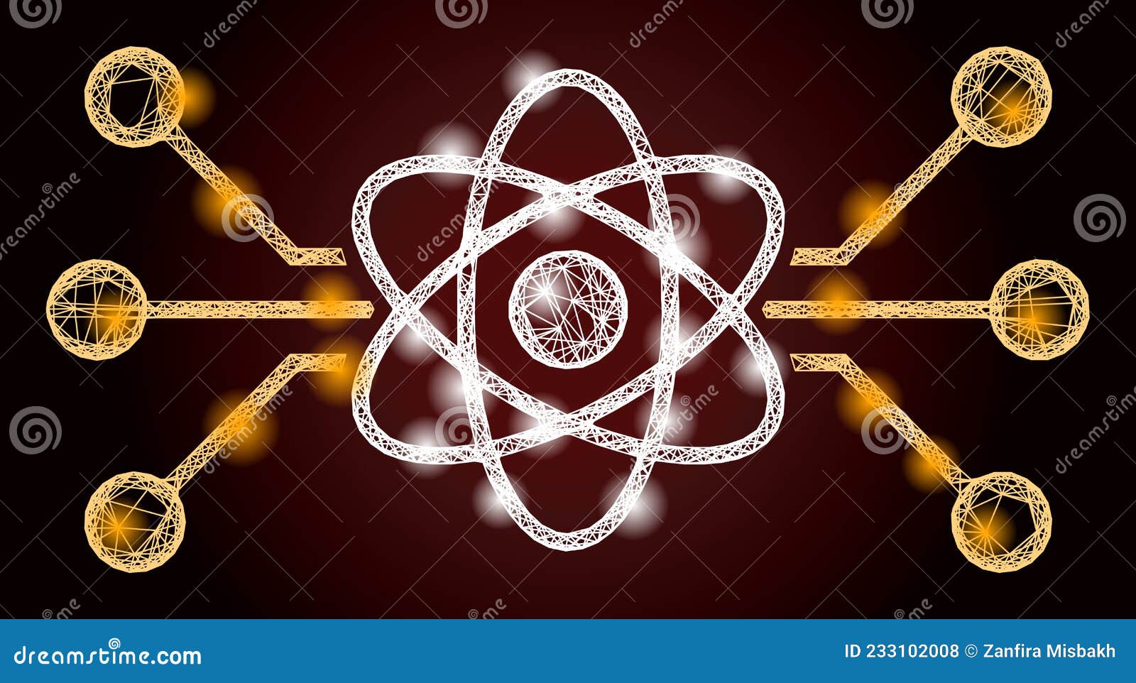 Glowing Net Mesh Atomic Circuit with Light Spots Stock Vector ...