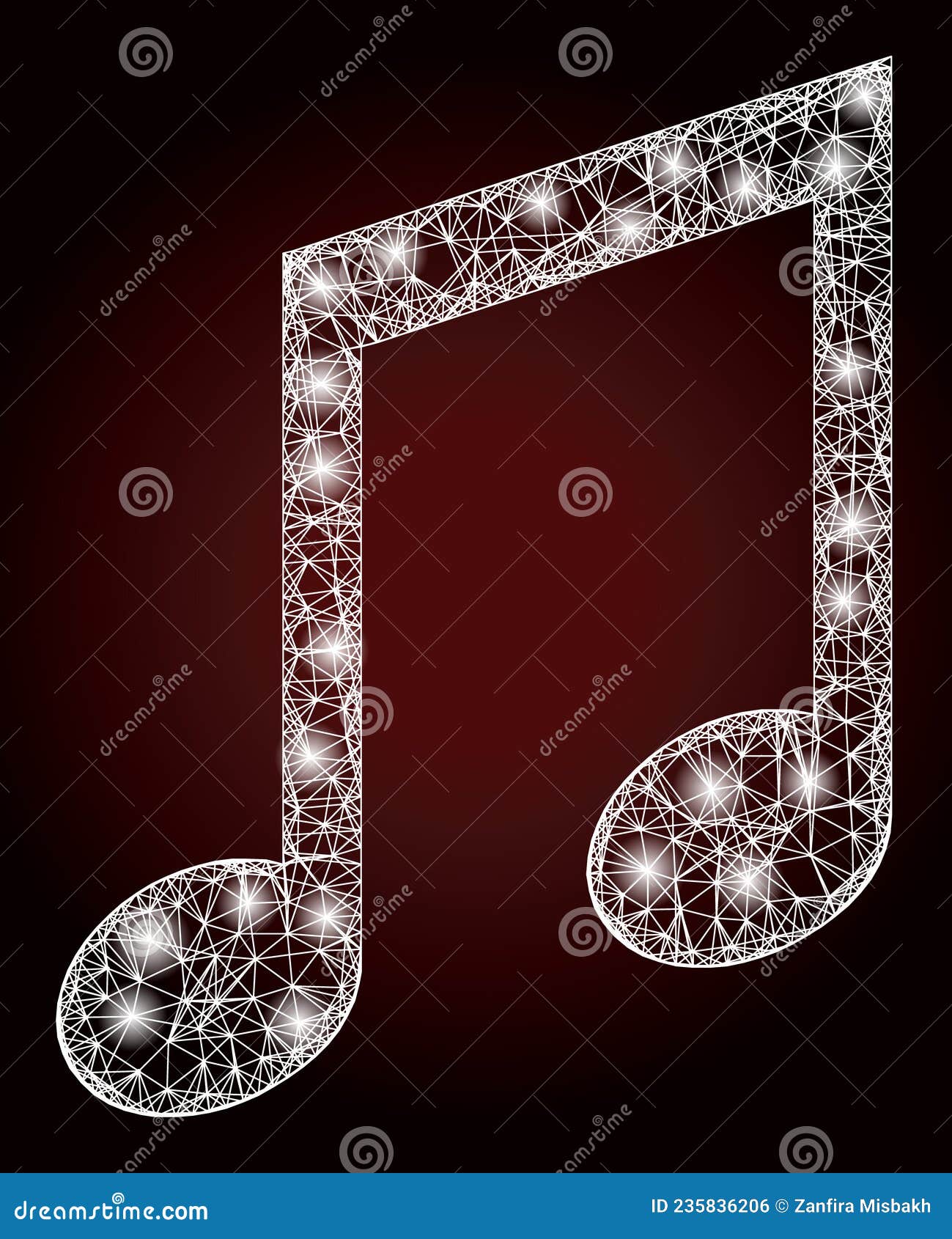 Glowing Net Mesh Music Notes with Lightspots Stock Vector ...