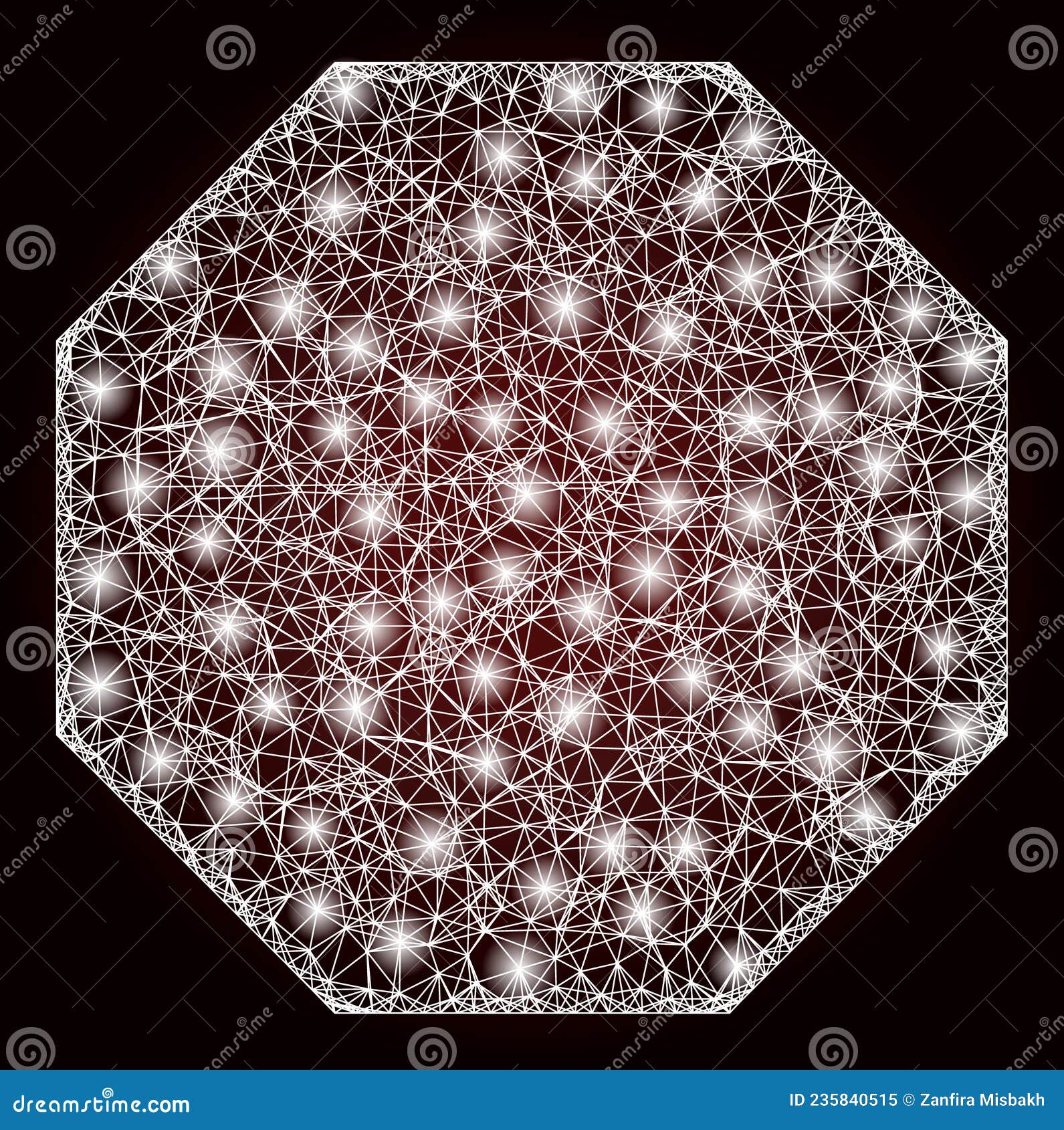 Glowing Net Mesh Octagon with Glare Spots Stock Vector - Illustration ...