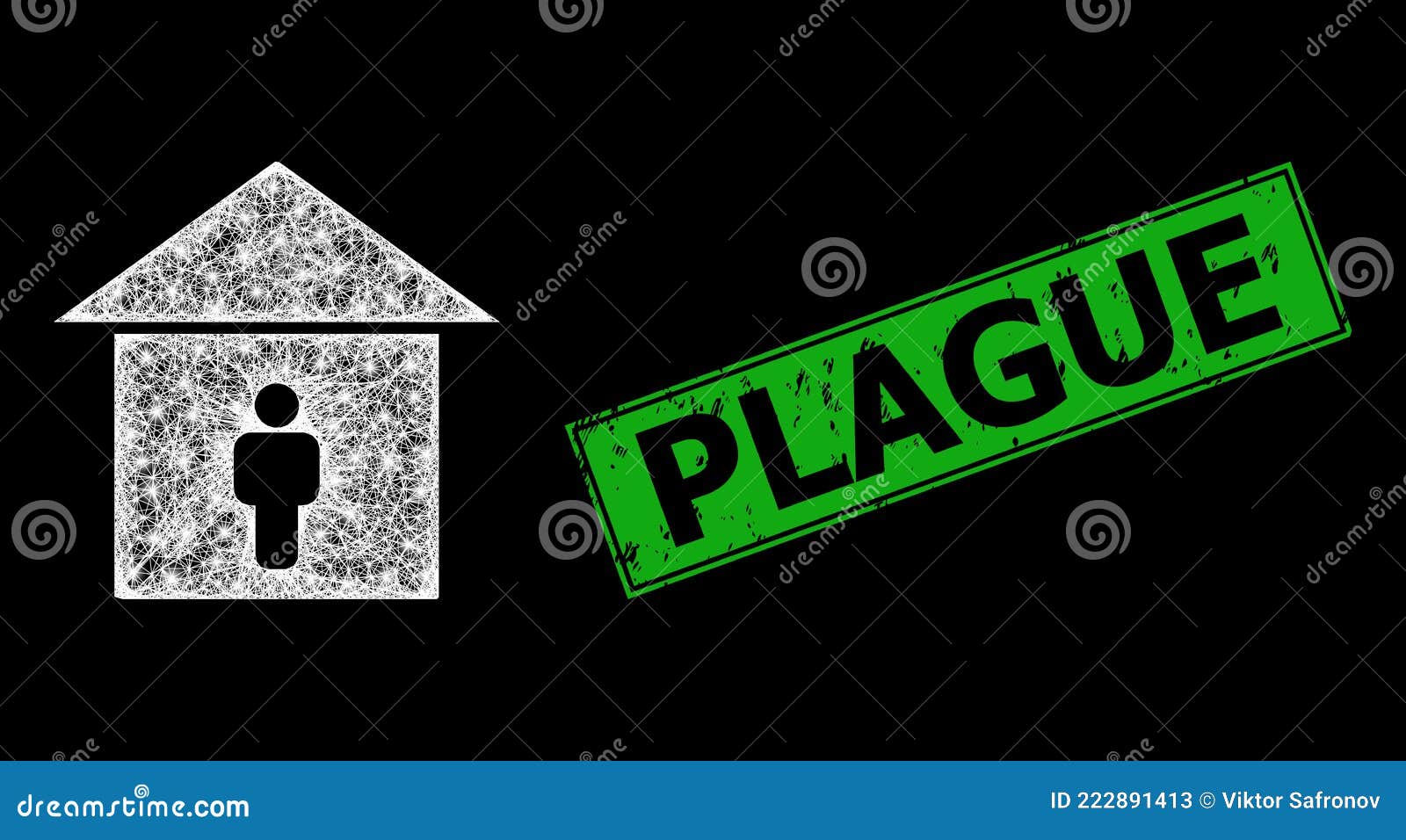 Textured Plague Stamp and Hatched Self Isolation Web Mesh with Bright ...