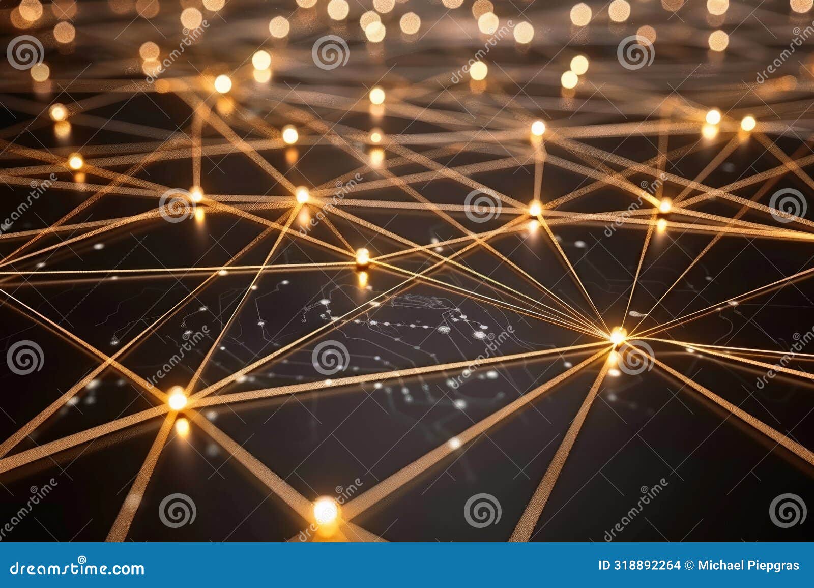 A Glowing Network of Interconnected Lines and Nodes Showing Neural ...