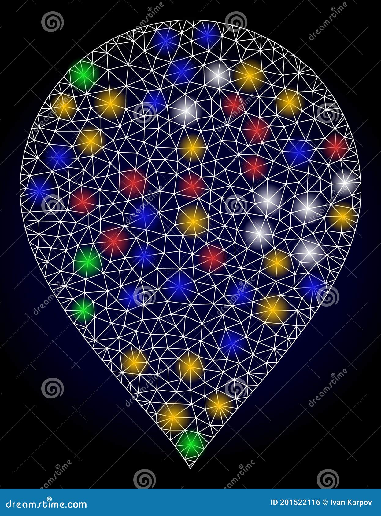 Glowing Network Map Pointer with Colorful Glare Spots Stock Vector ...