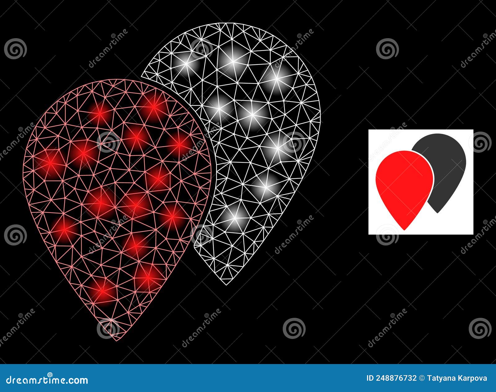 Glowing Network Map Pointers Icon with Constellation Lightspots Stock ...