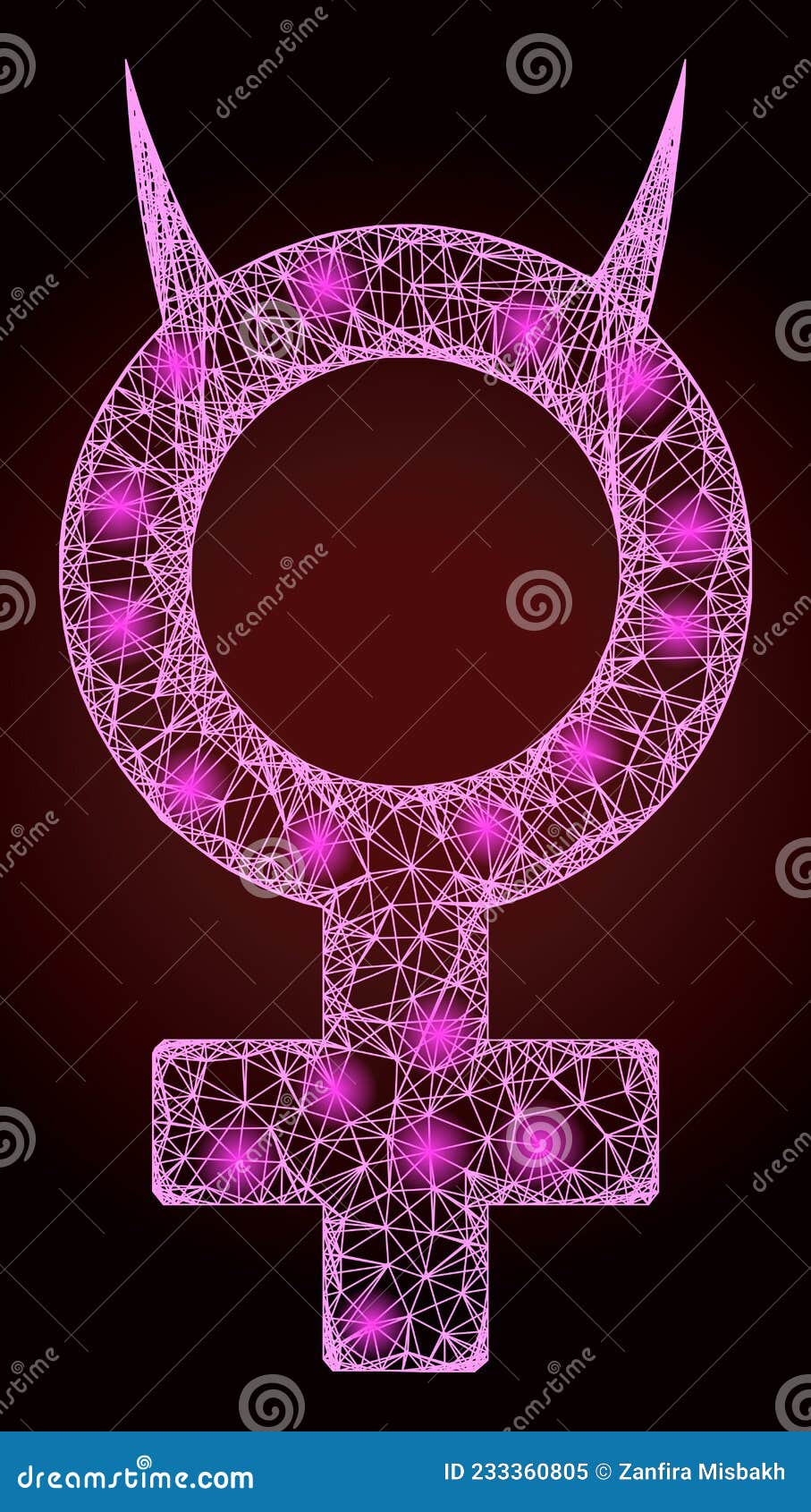 Glowing Network Mesh Devil Female Symbol with Light Spots Stock Vector ...