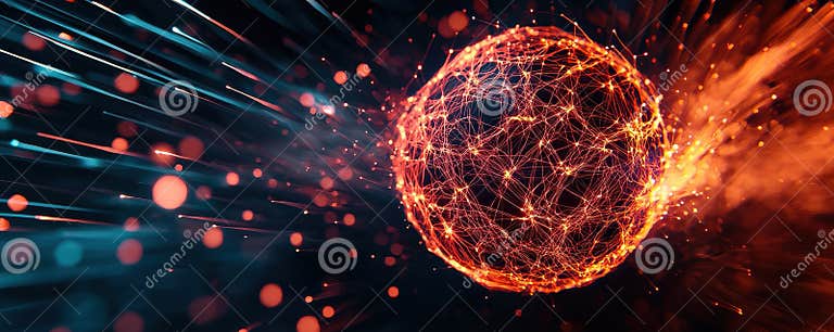 Glowing Network Sphere Abstract Energy Data Flow Connectivity Stock ...