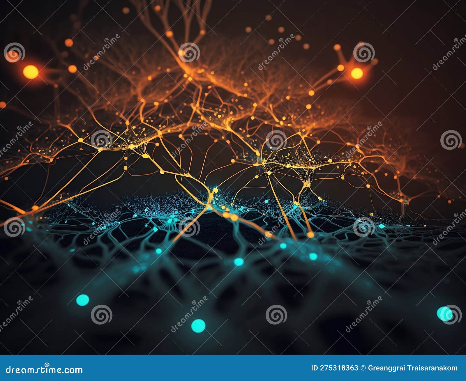 Glowing Neural Links Network Background. Stock Illustration ...