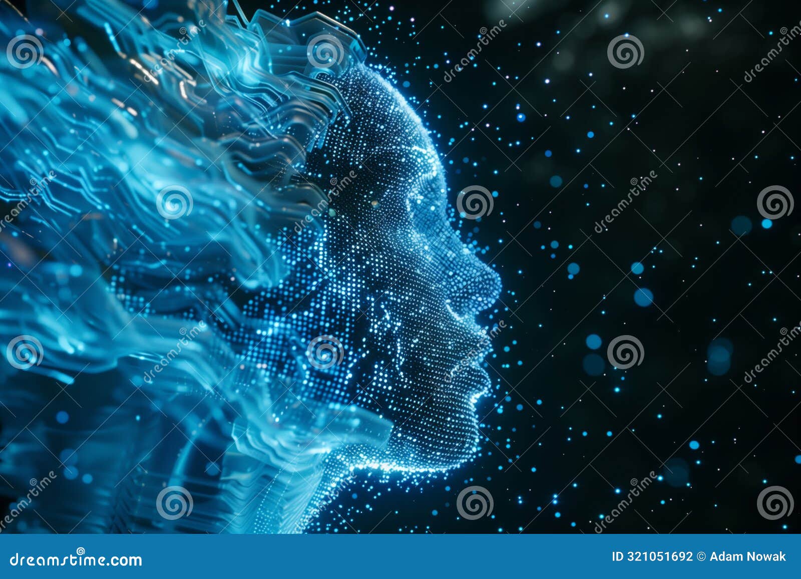 Glowing Neural Network Face Stock Illustration - Illustration of ...