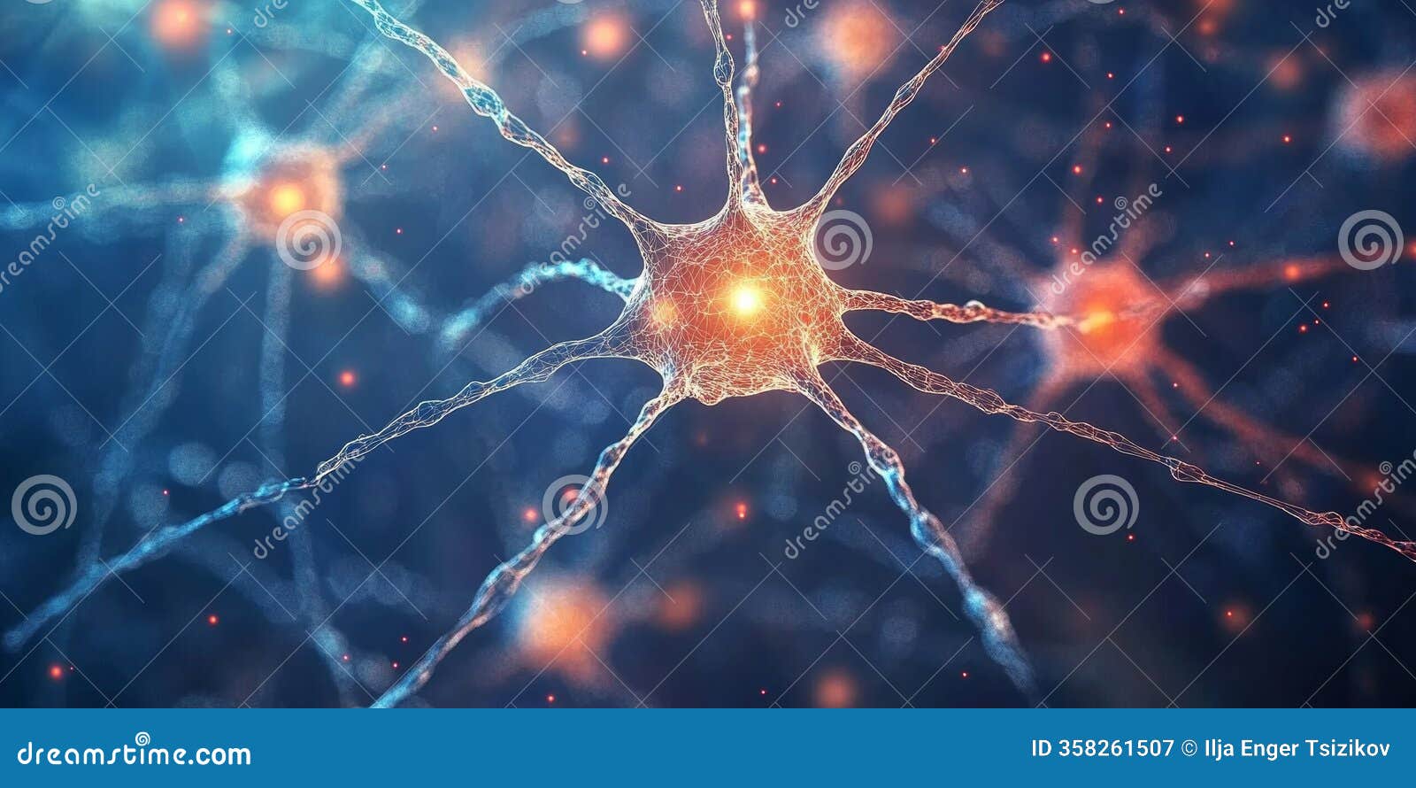 Glowing Neural Network Interconnected Nodes And Synapses Creating A
