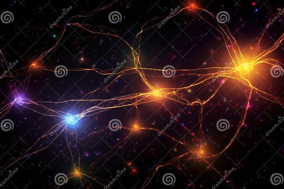 Glowing Neural Network in Space with Vibrant Synaptic Connections Stock ...