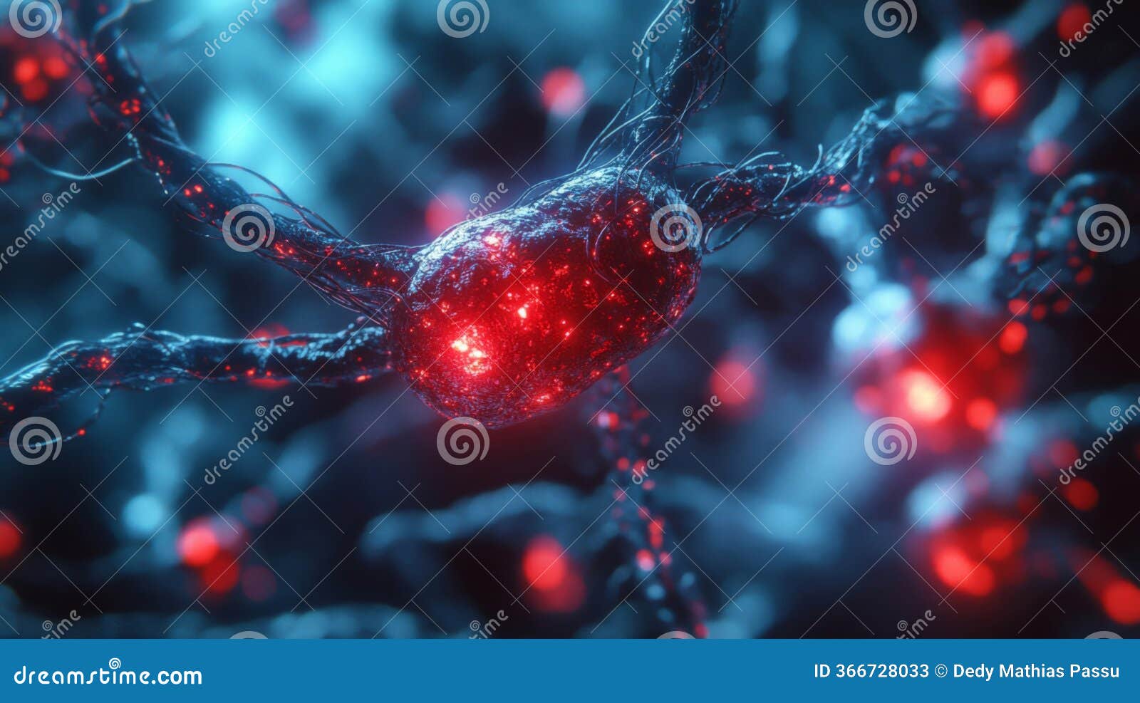 Glowing Neuron Network Microscopic Cellular Structure Royalty-Free ...