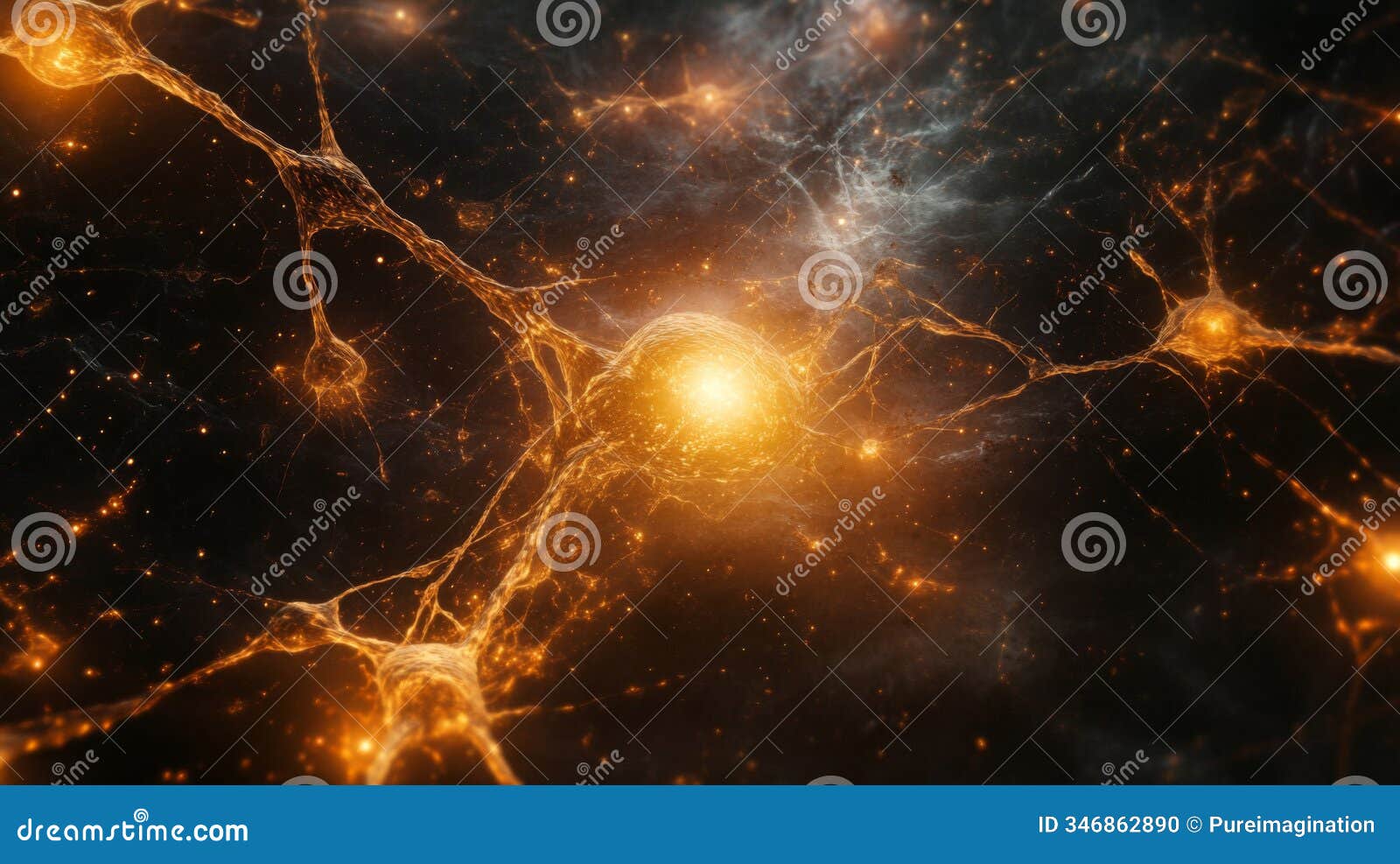 Glowing Neuron Network Illuminates Neural Pathways Stock Illustration ...
