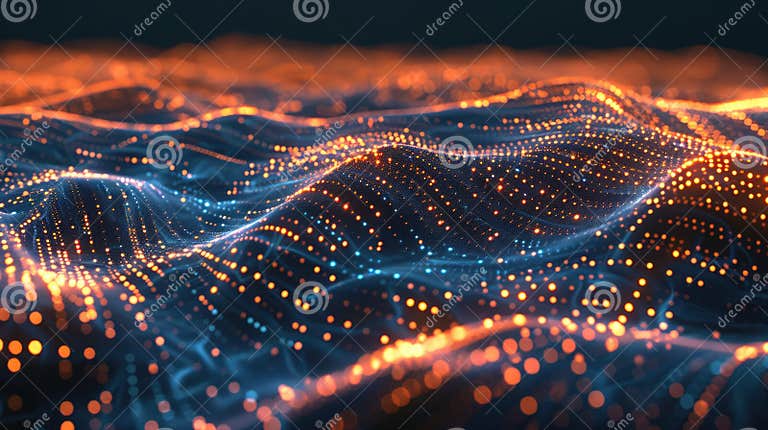 Glowing Nodes and Data Streams Craft an Abstract Landscape ...