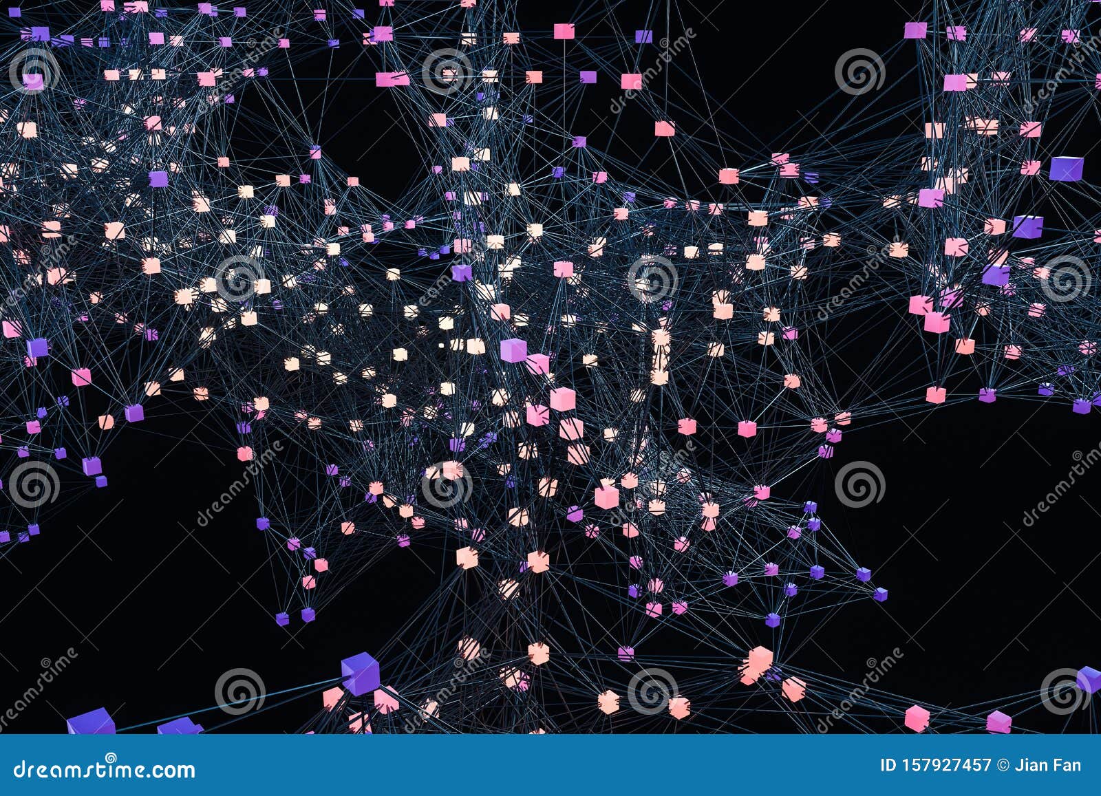 Glowing Nodes With Variational Lines 3d Rendering Stock Illustration Illustration Of
