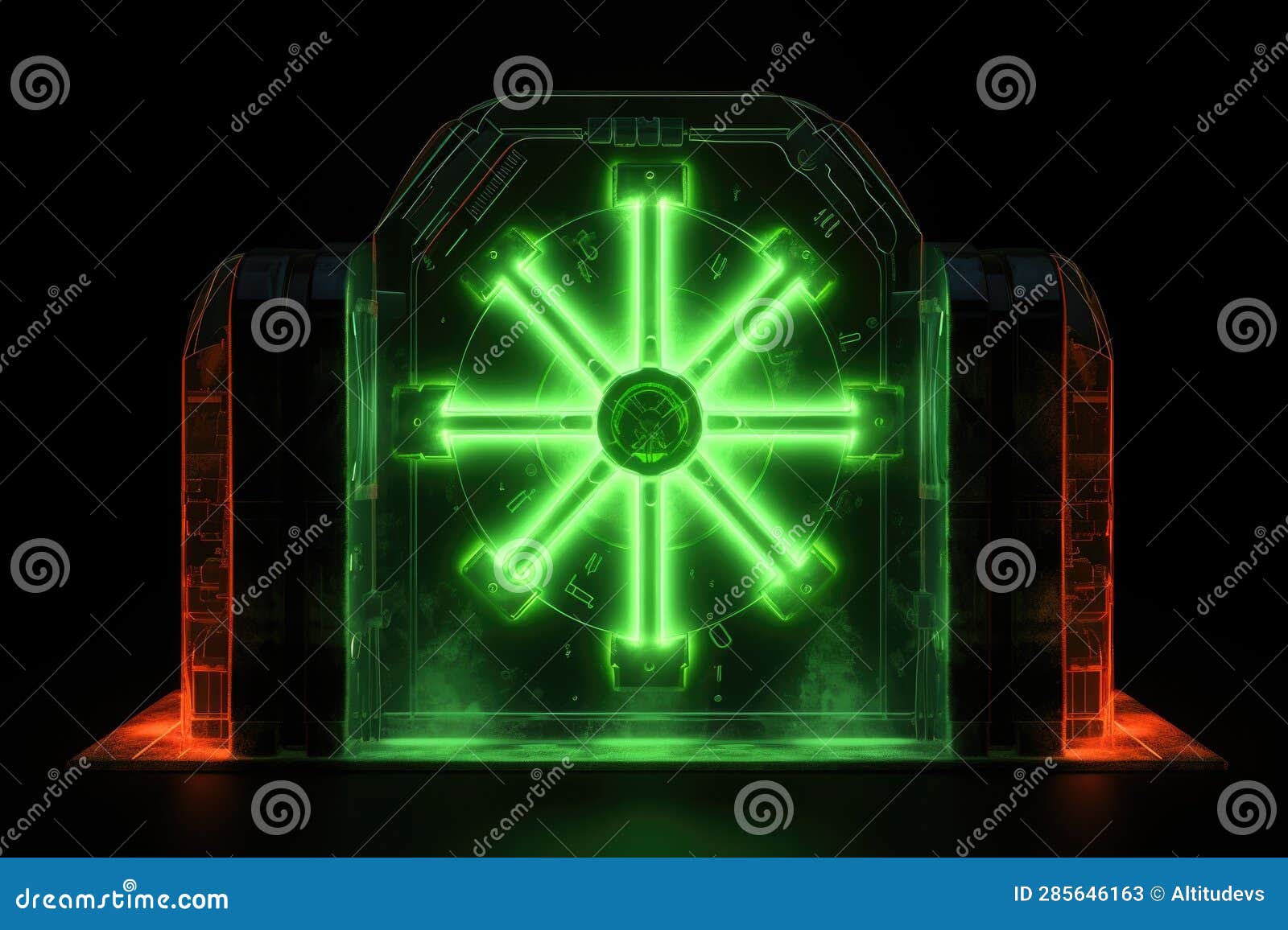 Glowing Nuclear Battery Symbol on a Futuristic Device Stock Image ...