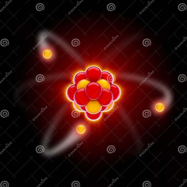 Glowing Nuclear Core with Electrons Stock Illustration - Illustration ...