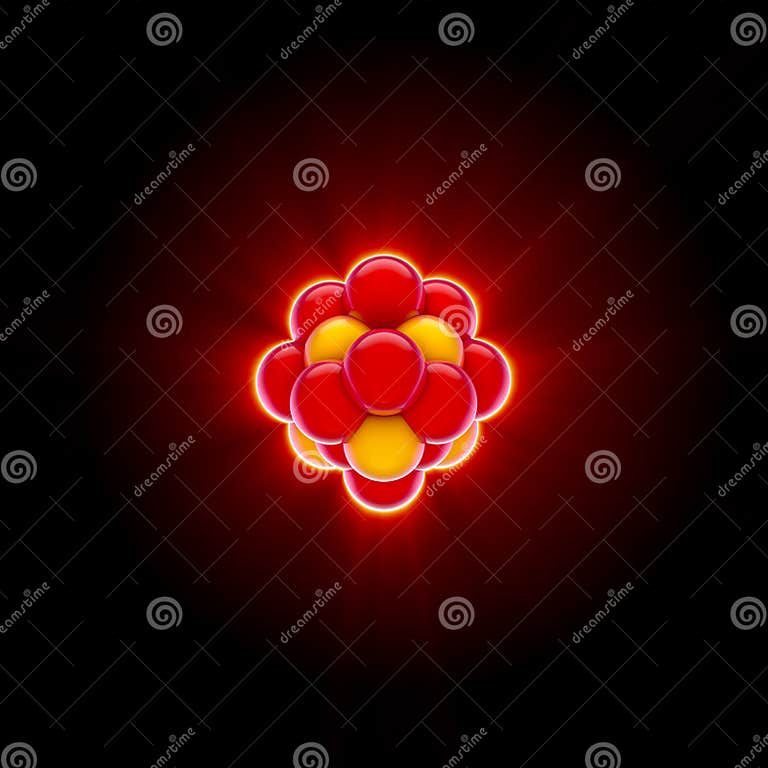 Glowing Nuclear Core with Electrons Stock Illustration - Illustration ...