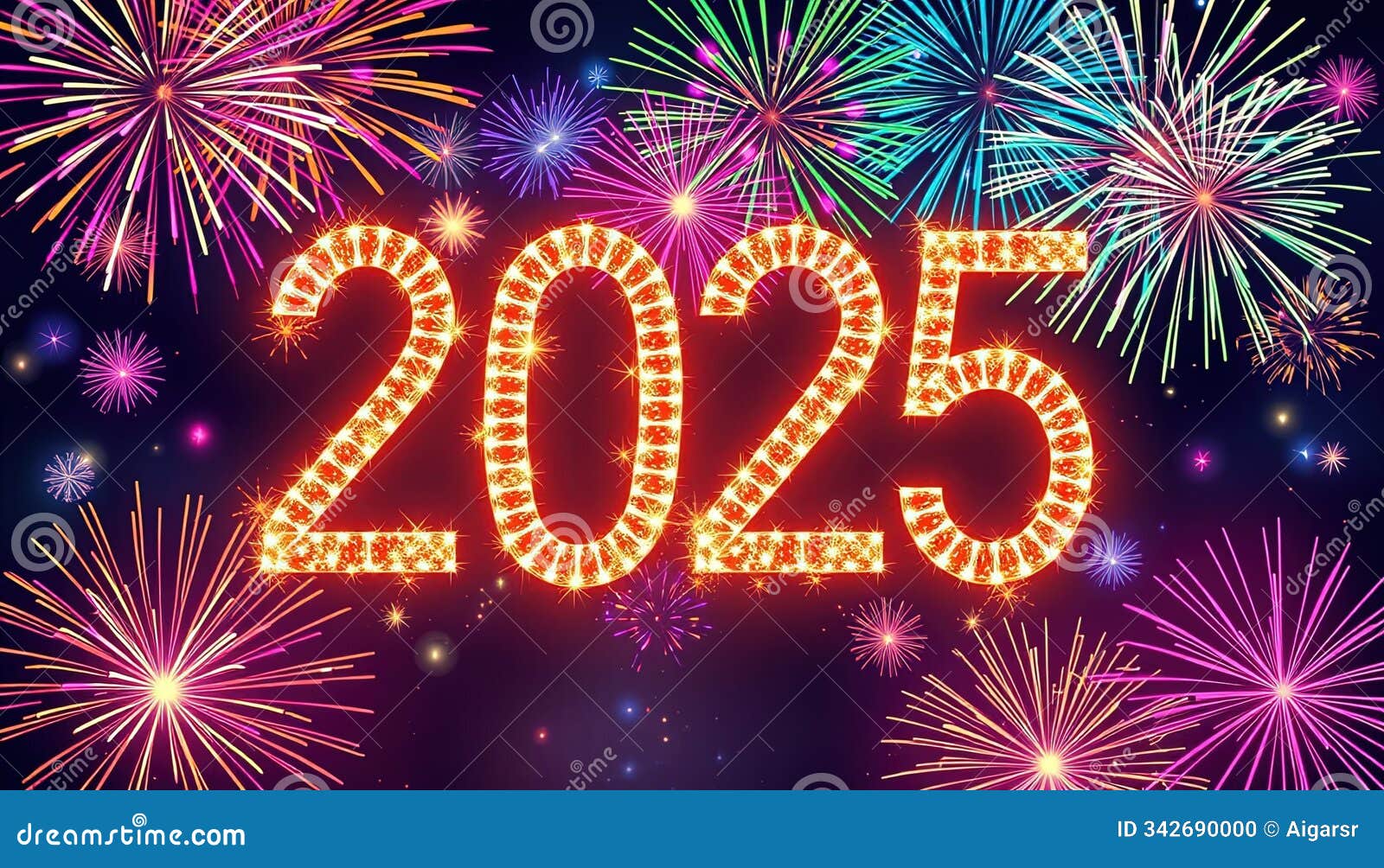 Glowing Number 2025 on Blue Background Stock Illustration ...